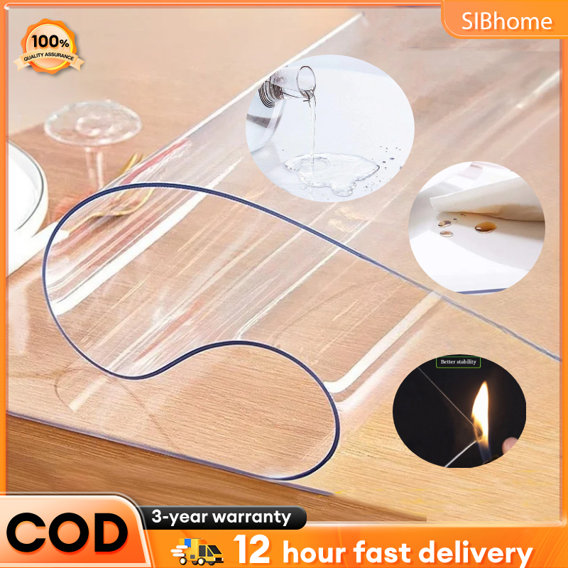 1.3/2.5MM Alas Meja PVC Tebal Transparent Waterproof Pelapik Meja Makan ...