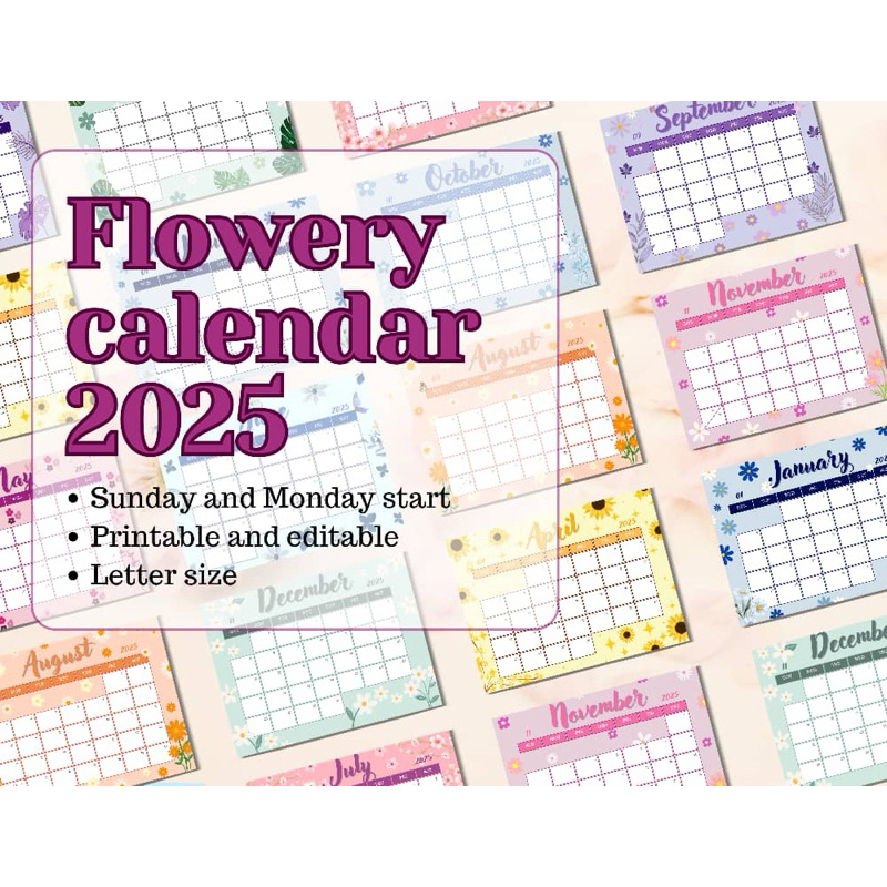 DIGITAL PRODUCT, CALENDAR 2025, EDITABLE AND PRINTABLE, | Shopee Malaysia