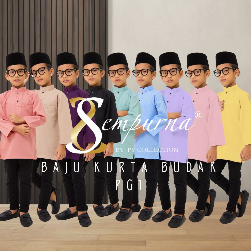 Kurta Raya Budak Warna Peach Nude Purple Black Mint Green Baby Blue ...