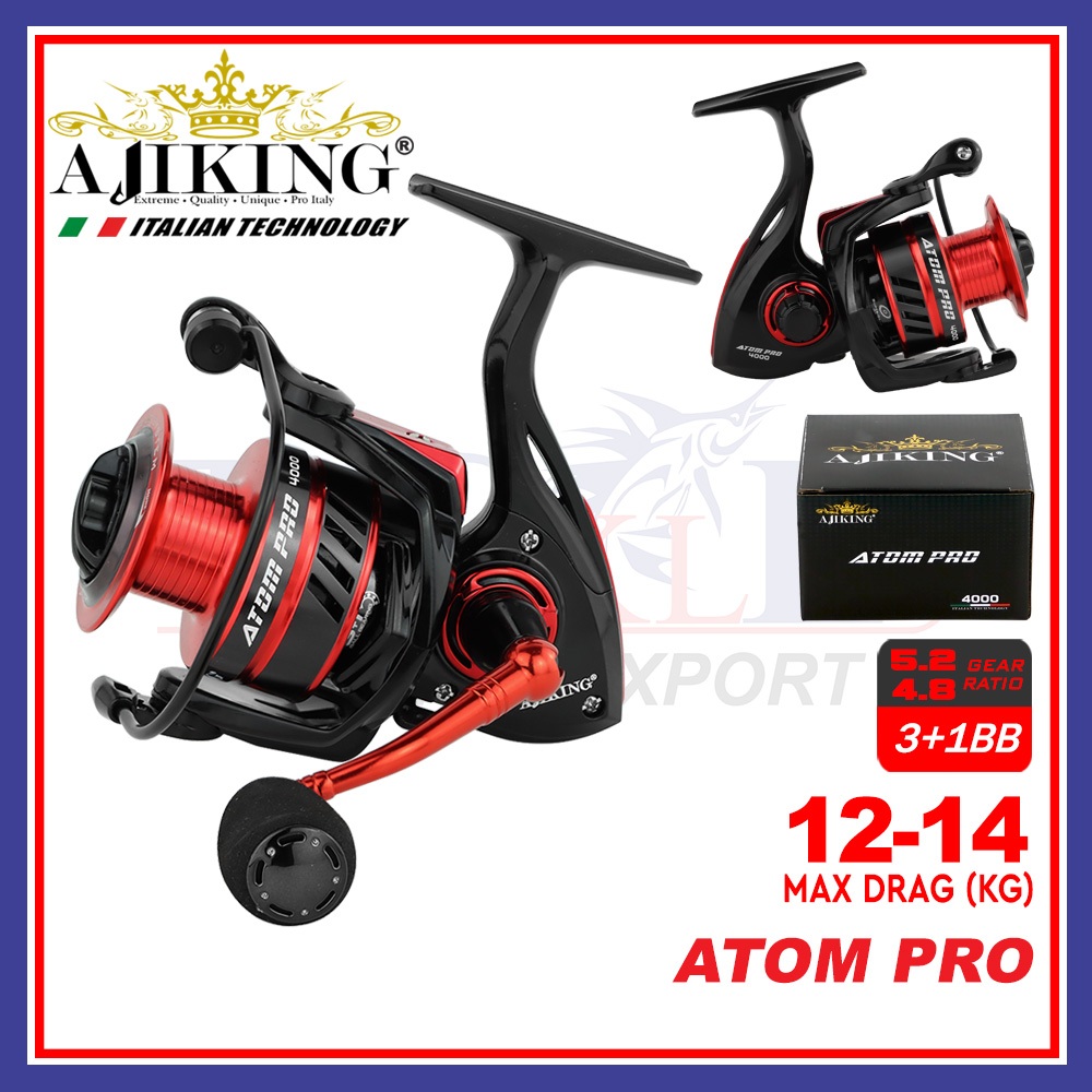 Ajiking Atom Pro Mesin Pancing Spinning | 12-14kg Drag Power |Kekili Air Tawar & Inshore|TCE ...