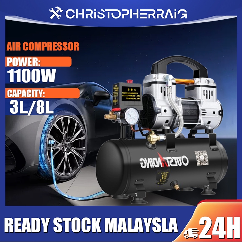 3Years Warranty🔥8L portable air compressor/silent oil free/angin ...