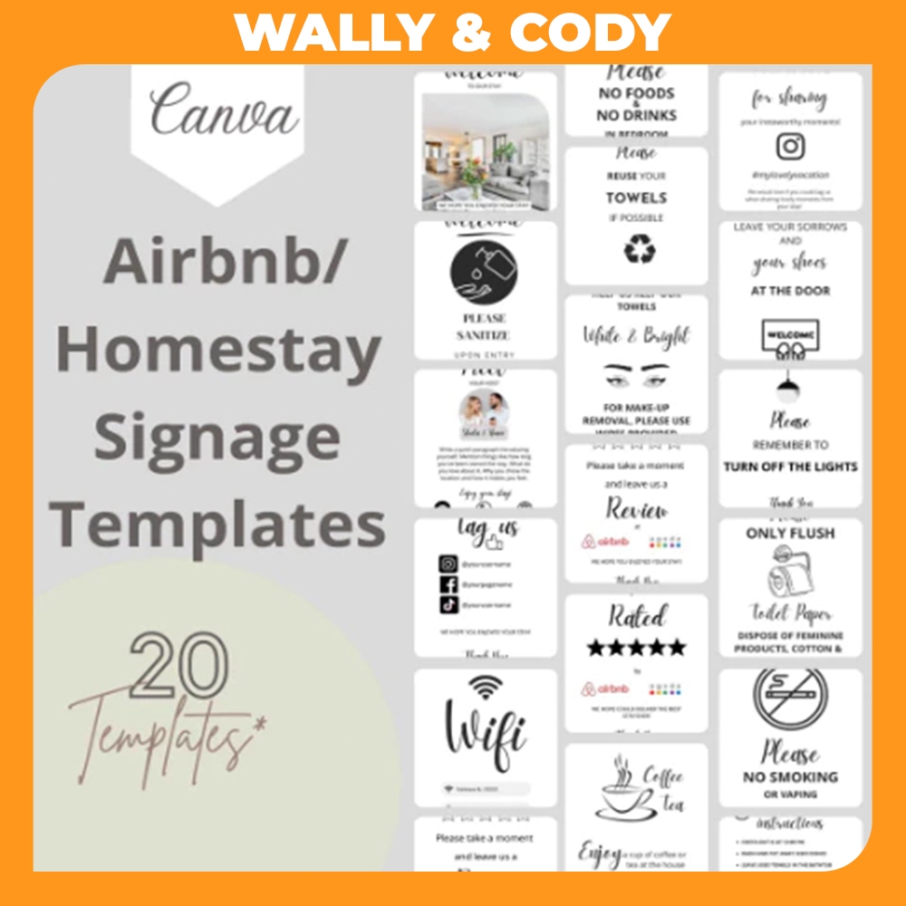[𝐈𝐍𝐒𝐓𝐀𝐍𝐓] Canva - 20 Signage Printable Templates (A4 size) for 𝗔𝗶𝗿𝗯𝗻𝗯 ...