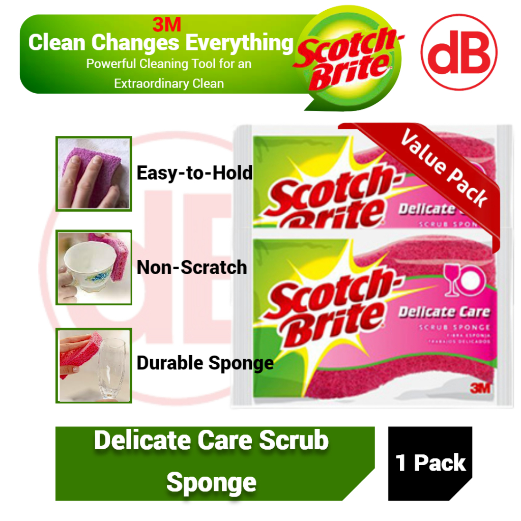 3M Scotch-Brite Delicate Care Scrub Sponge (Value Pack) | Shopee Malaysia