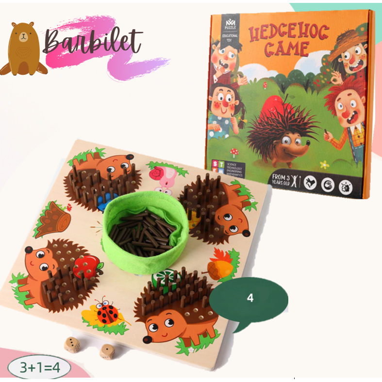 Wooden Hedgehog Stick Sensory Training Game Early Education Puzzle Math ...
