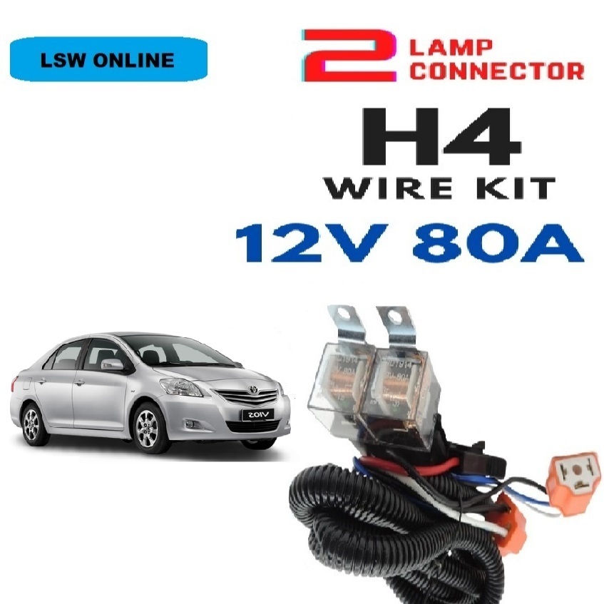 Toyota Vios Headlight H4 Wire Kit Relay Set Cable Headlamp Booster ...