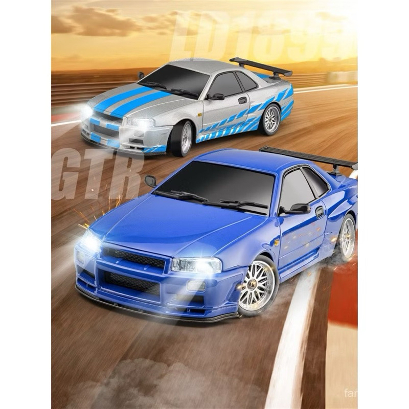ALLOY BODY LDRC 1899 RTR 1/18 2.4G RWD RC Car Drift GTR R34 Gyro LED Light On-Road Full ...