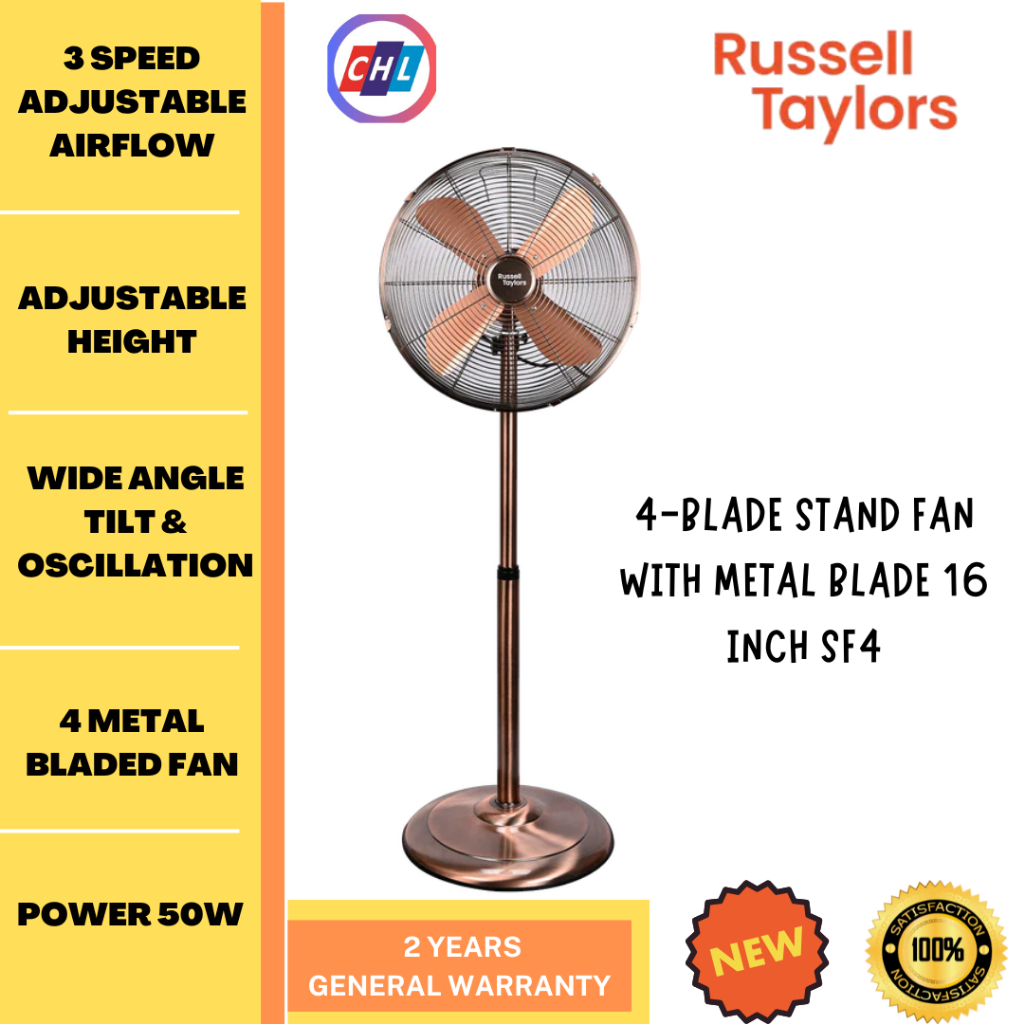 RUSSELL TAYLORS 16" 4-BLADE STAND FAN WITH METAL BLADE SF3 / SF4 - 2 YEARS WARRANTY MALAYSIA ...