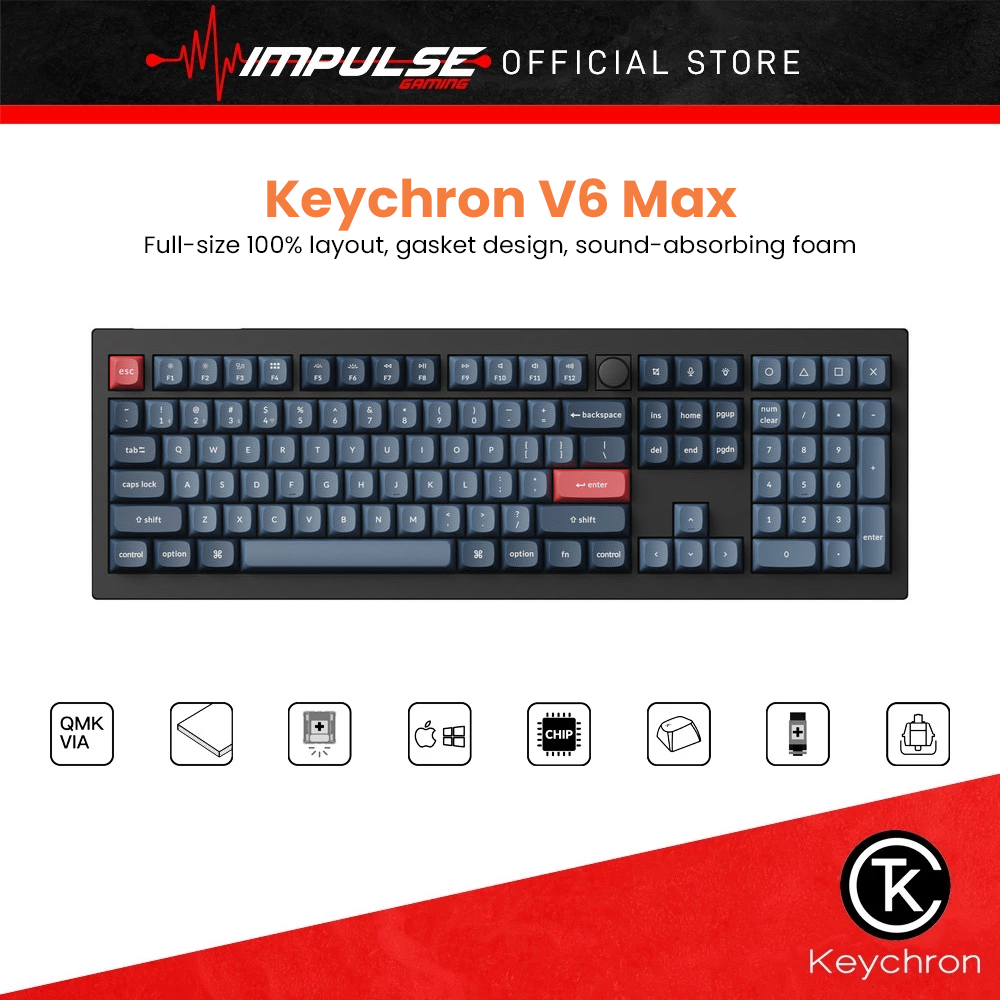 Keychron V6 Max ANSI Full Size 104 Key Carbon Black RGB Wireless ...