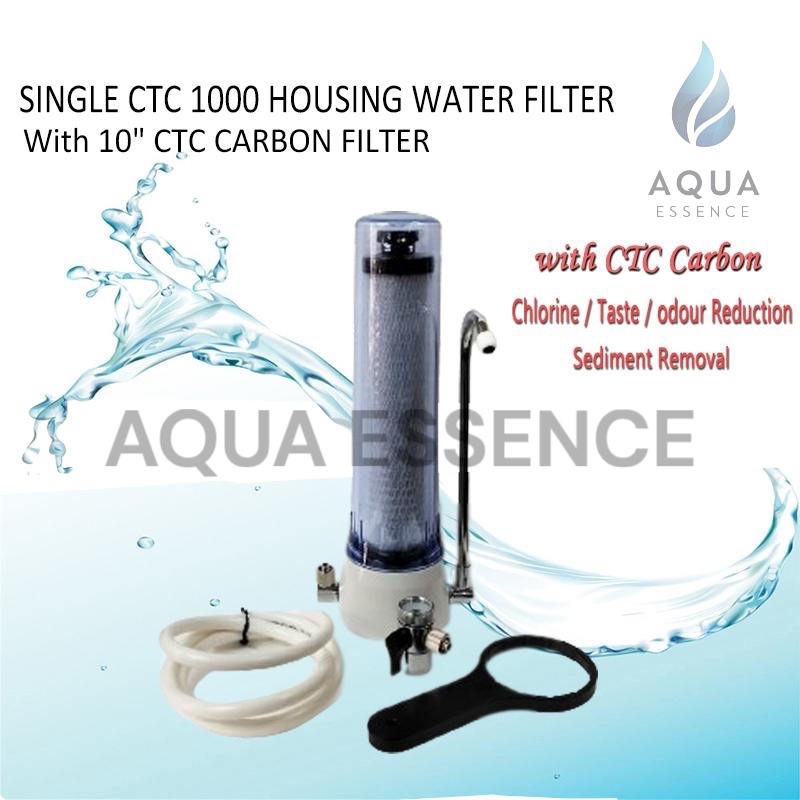 SINGLE CTC 1000 HOUSING WATER FILTER WITH 10" CTC CARBON FILTER - 1 ...
