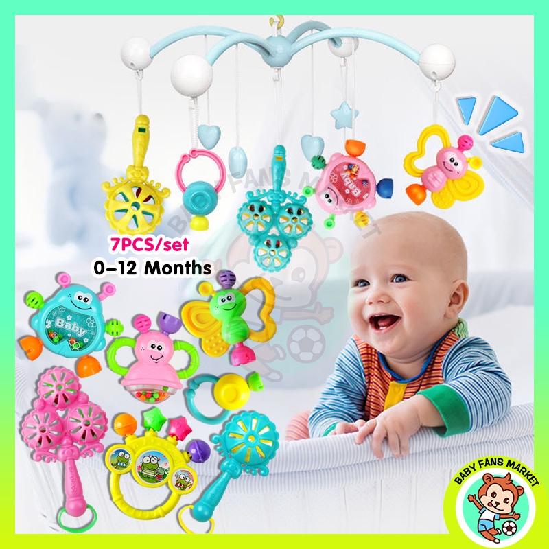 Baby Rattle Teether Toy 0-12 Months Infant Early Education Shaker Bed ...