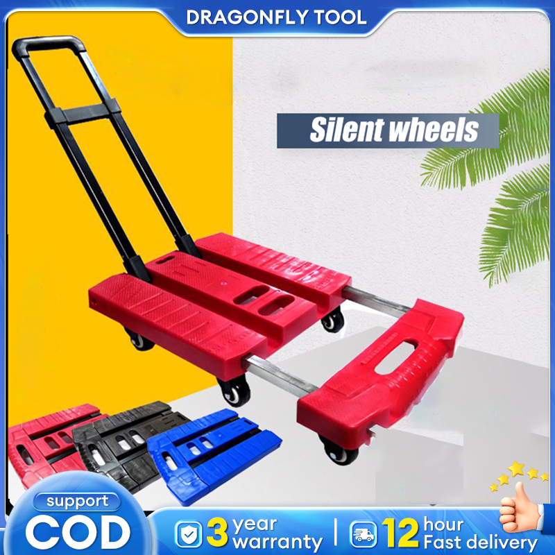 Foldable Trolley Hand Truck 6 Wheels Universal Wheel Trailer Pull Rod ...
