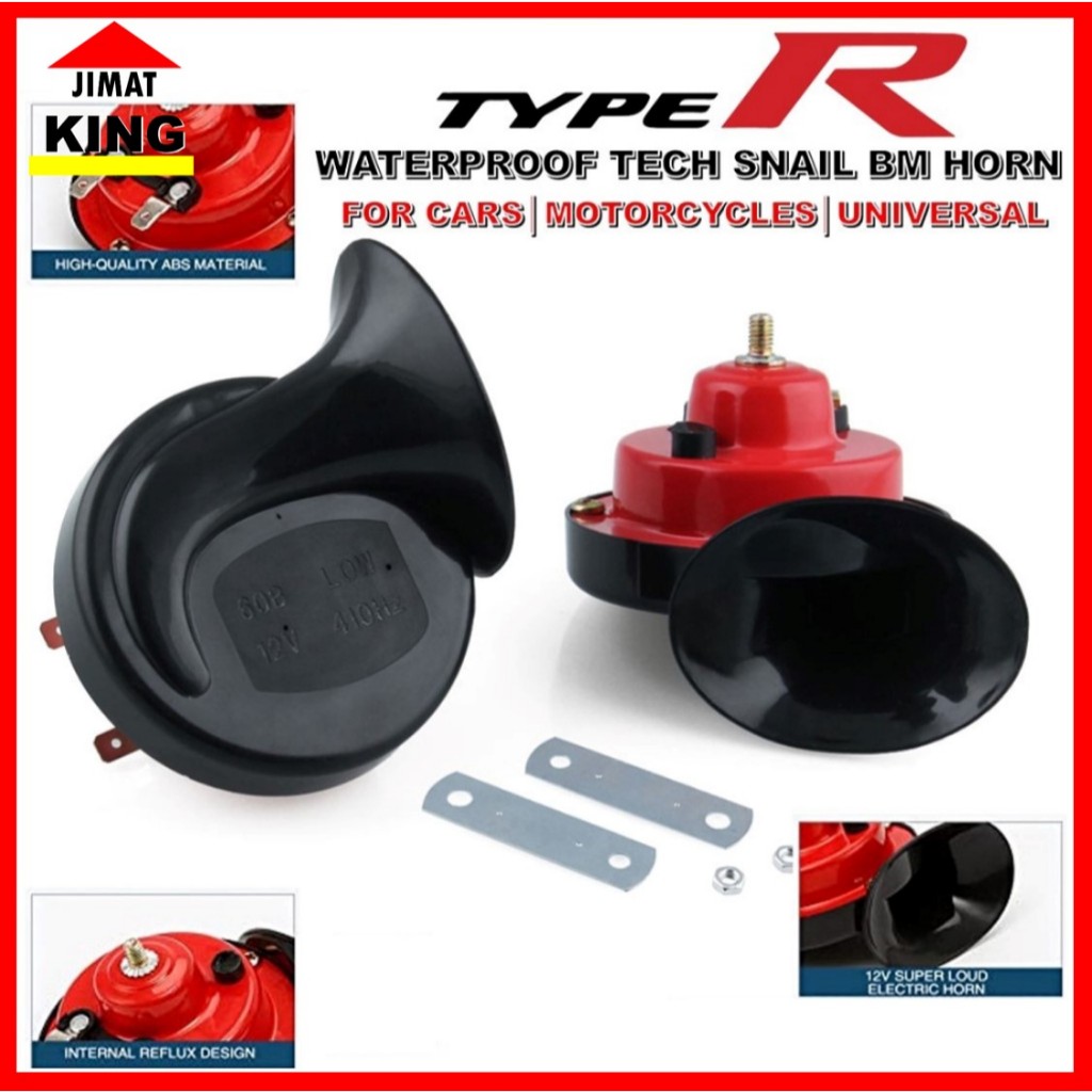 2pcs Type R Car Horn / Hon Kereta Snail BM 120db Horn Kereta kuat bunyi ...
