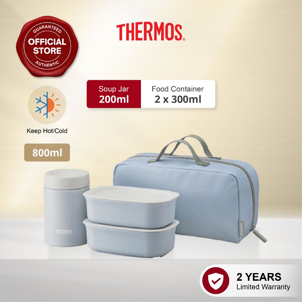 THERMOS 200ml Soup Jar + 2pcs 300ml Food Container Set [JEA-801] | Shopee Malaysia