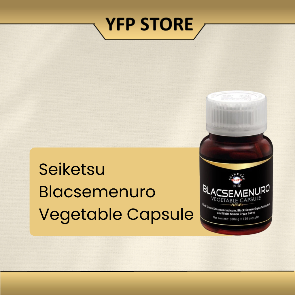 SEIKETSU BLACSEMENURO VEGETABLE CAPSULE 黑芝麻精华素 500mg x 120 capsules ...