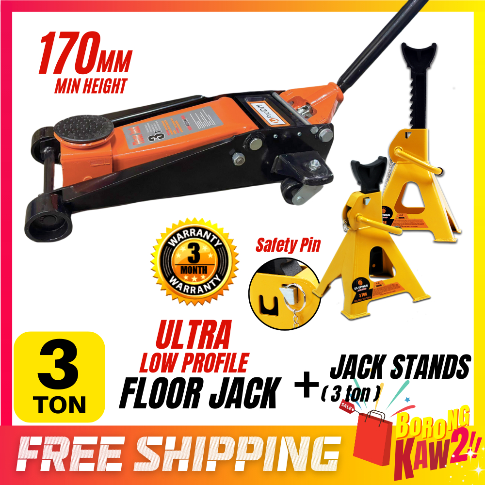 3 Ton Low Profile Floor Jack Service Hydraulic Double Pump (Random ...