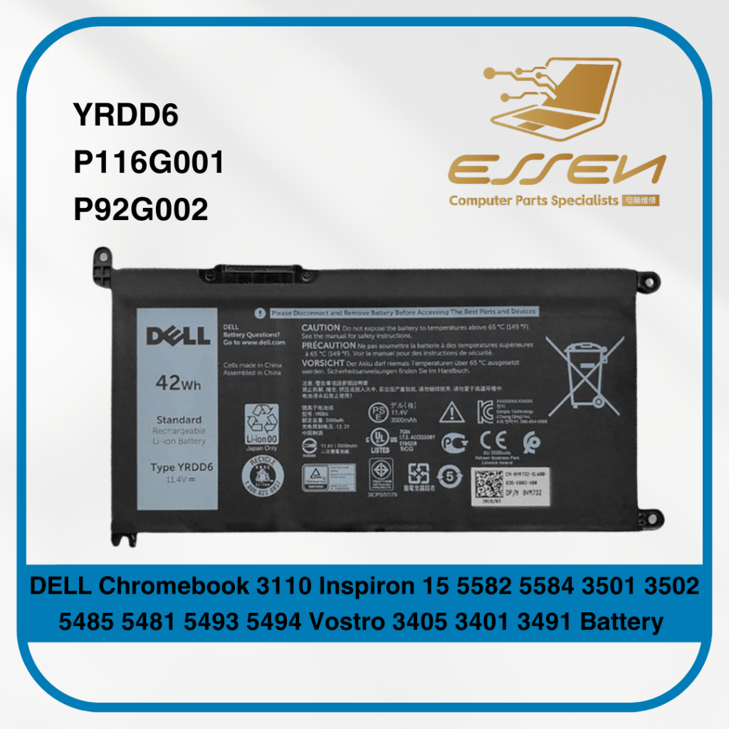 Original Dell YRDD6 for Inspiron 15 3505 5480 5481 5486 5582 5585 5594 ...