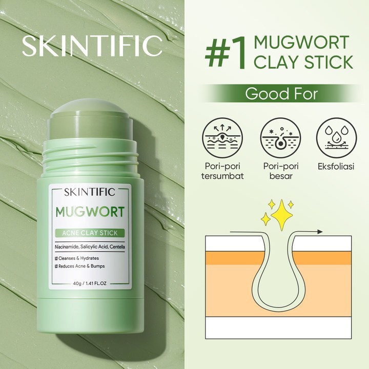 [READY STOCK!] SKINTIFIC Mugwort Clay Mask Stick Mask Cleansing Clay ...