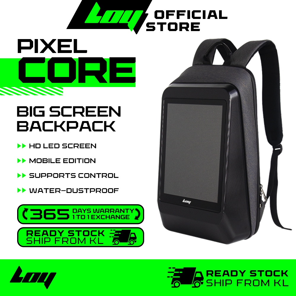 LOY Pixel Core HD Led Backpack with Waterproof and customizable Lamps to display time/ QR ...