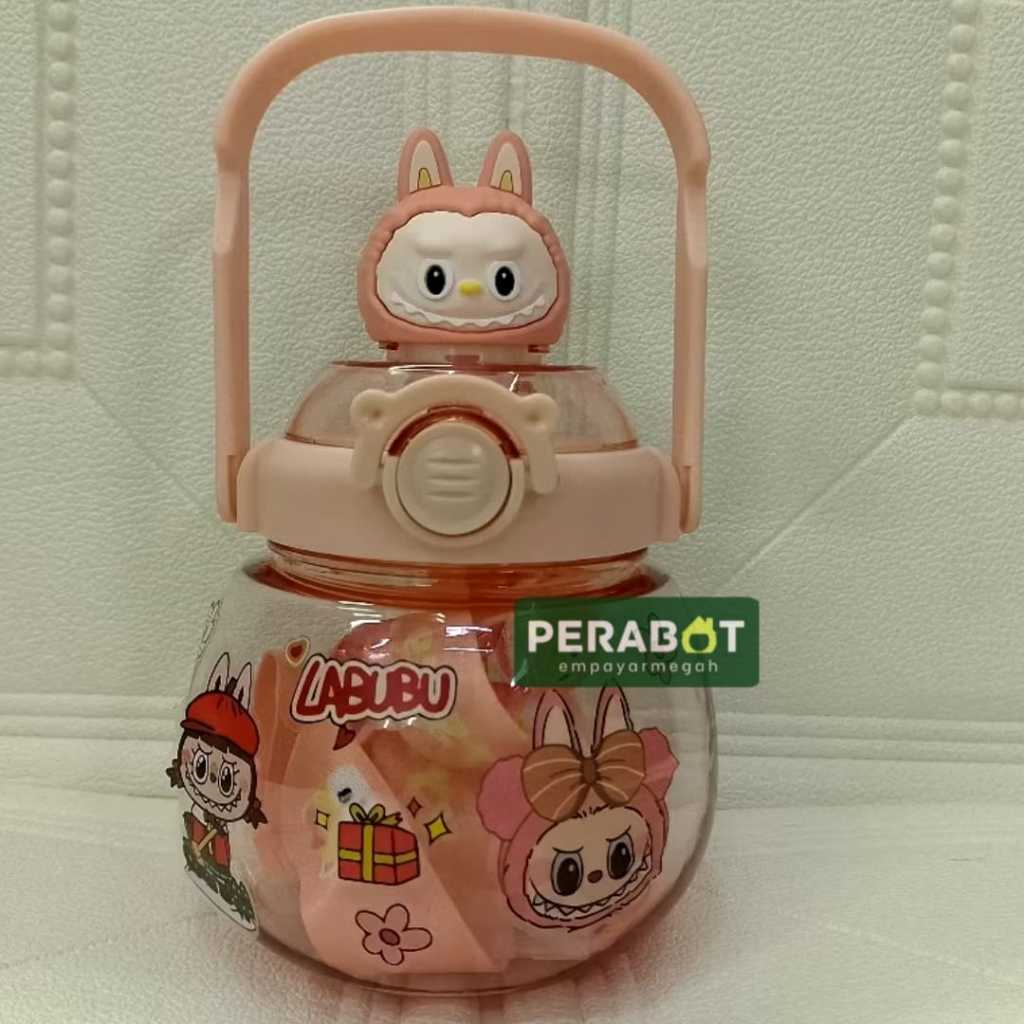 Botol Plastik LABUBU Kartun Comel 600ml dengan Tutup Kedap Udara dan ...