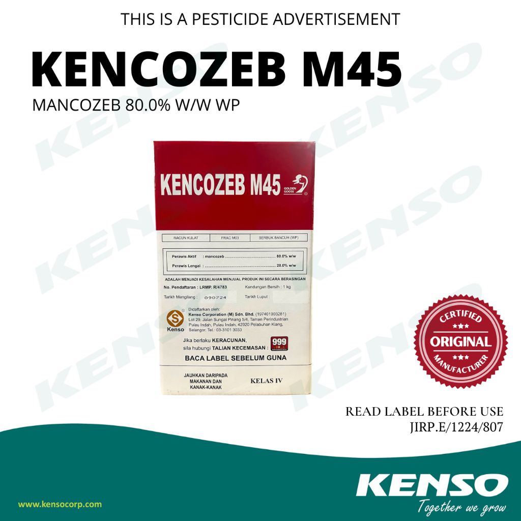KENSO KENCOZEB M45 (Mancozeb 80.0% w/w WP) Fungicide 1KG | Shopee Malaysia