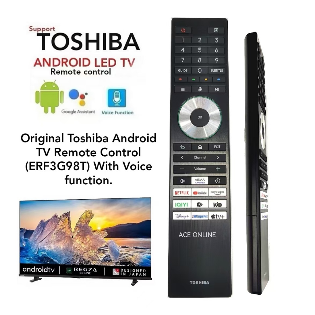 Original Toshiba Android TV Remote Control (ERF3G98T) With Voice ...