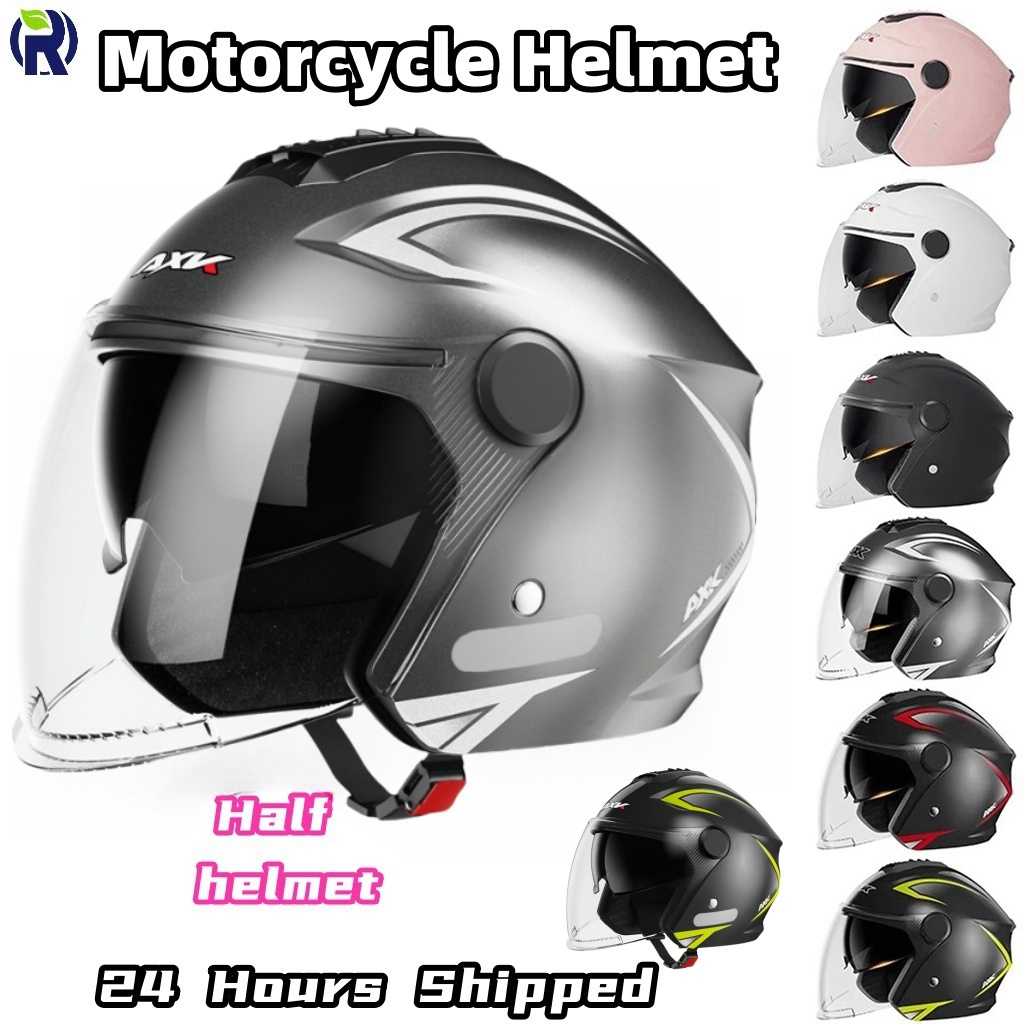 Adult Helmet Motor Protective Helmet HD Sun Screen Double Lenses Half ...