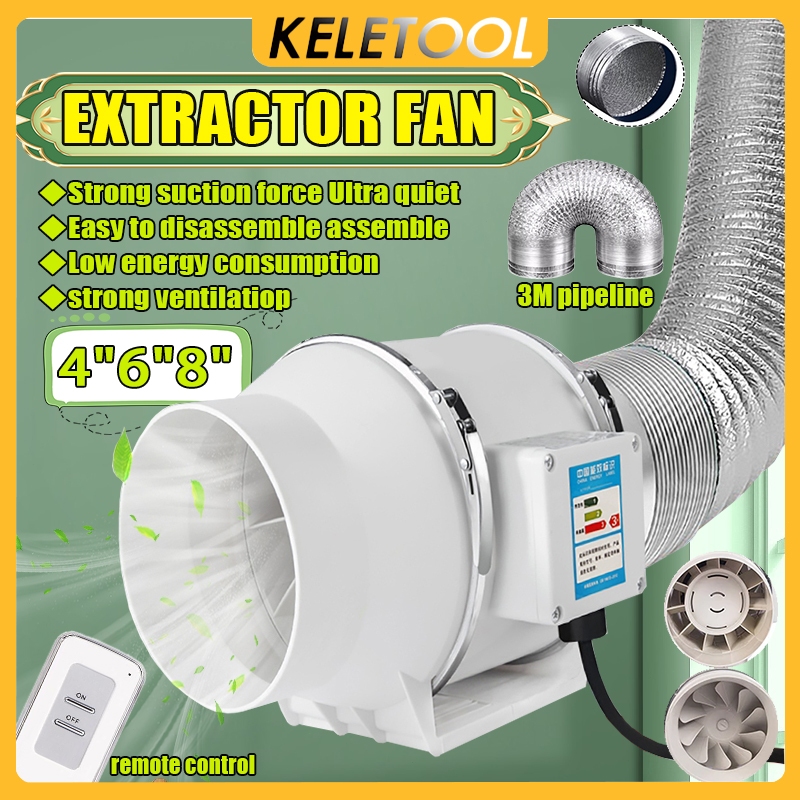 Keletool 4"6"8" Exhaust Duct Fan Besar Booster Blower Fan Ventilation ...