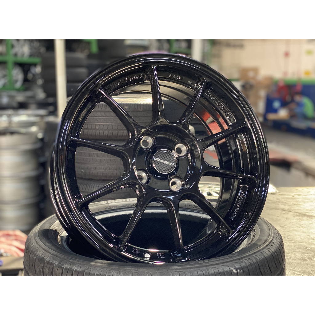 NEW 15X7J AOW TC105X Rim (set of 4) Gloss Black 4X100 for City Jazz Vios Yaris Myvi Mazda 2 ...
