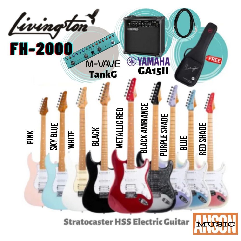 Livingston FH-2000 Stratocaster HSS Electric Guitar Roasted Maple FB ...