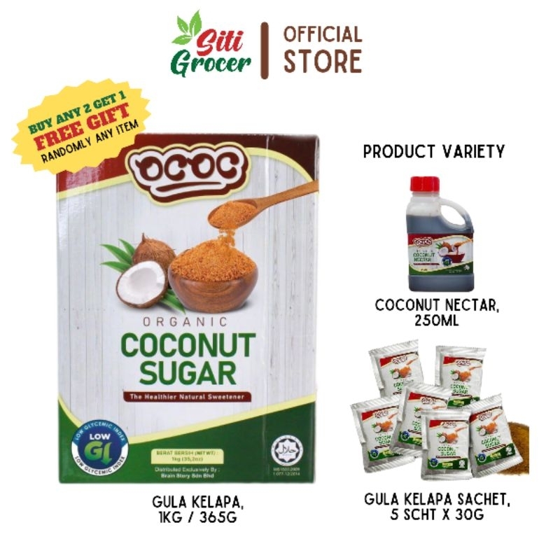OCOC Halal Gula Kelapa Organik DR. RIZAL Granul 365g & 1kg | Cecair ...