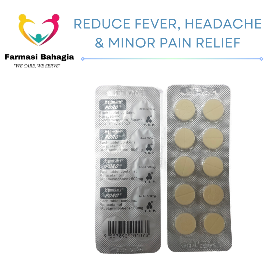 [ Exp 1/2026 ] YSP PORO PARACETAMOL 500MG TABLET 10'S - For Relief of ...