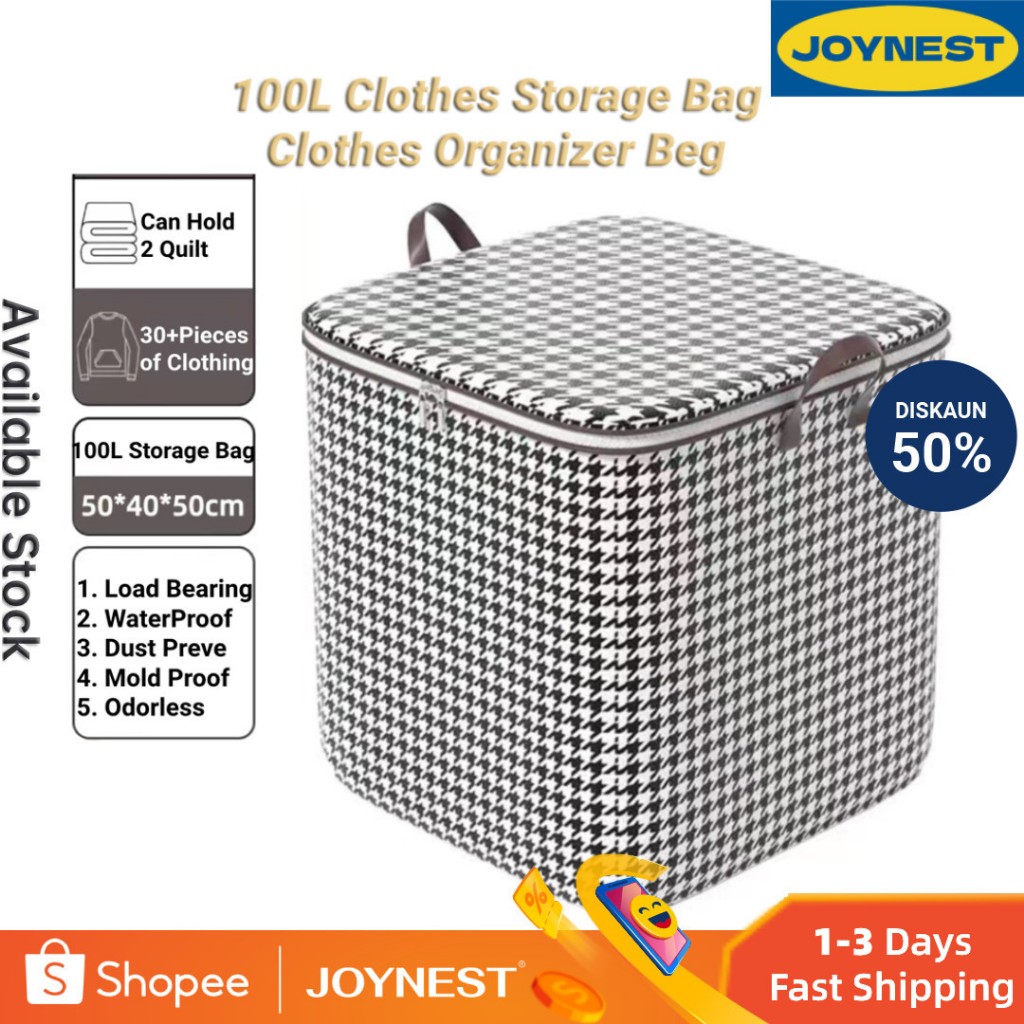 JOYNEST 100L Clothes Storage Bag Clothes Organizer Beg Baju Foldable ...