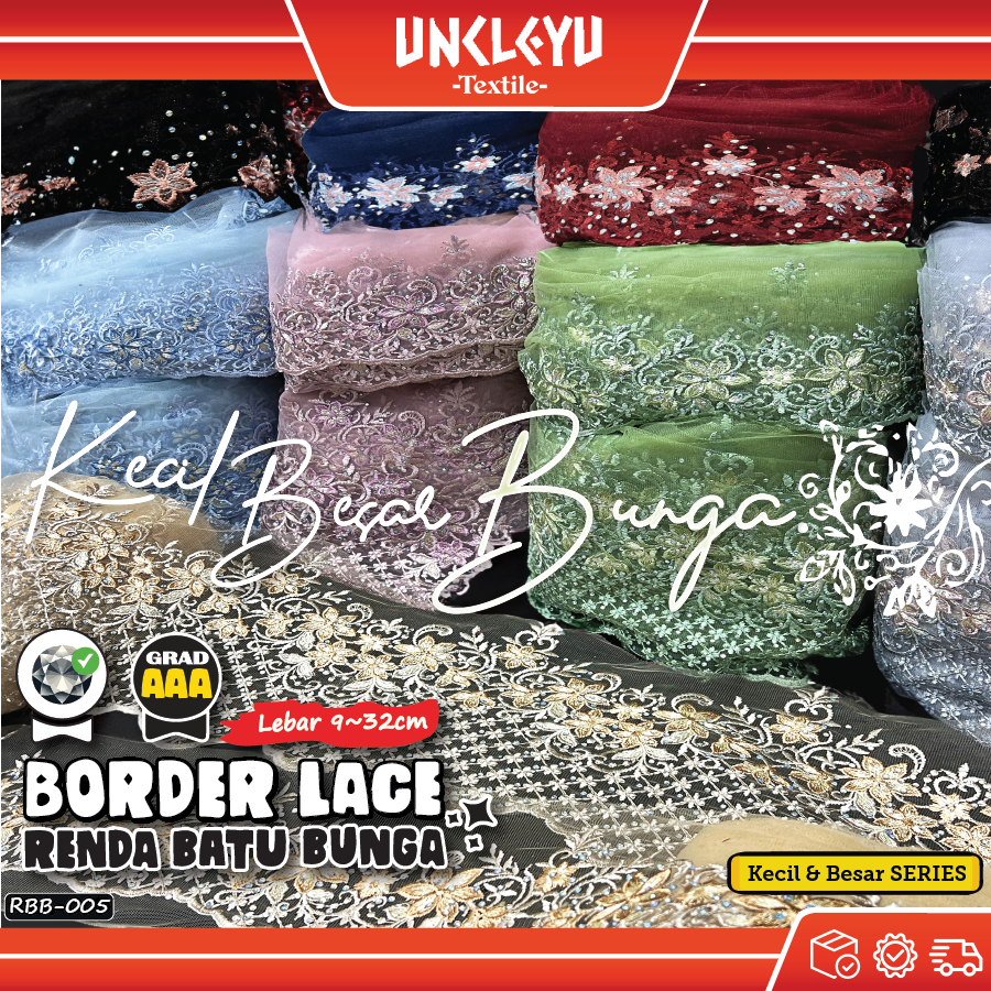 Border Lace Batu Kilat/Baju Renda Corak Kecil Besar/Lebar 9~32cm/Kecil & Besar Series/RBB-K&B ...