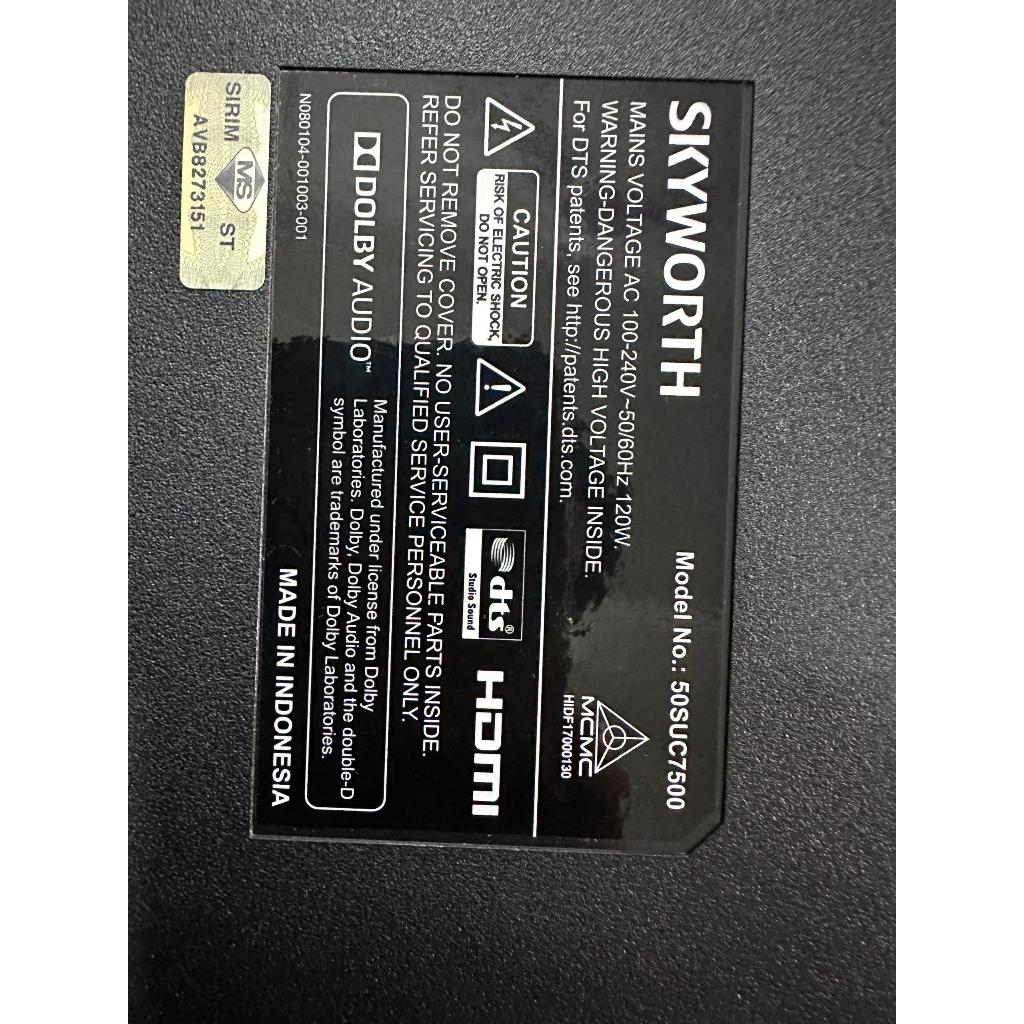 SKYWORTH 50SUC7500 MAINBOARD, TCON BOARD, WIFI BOARD, BUTTON &SENSOR ...