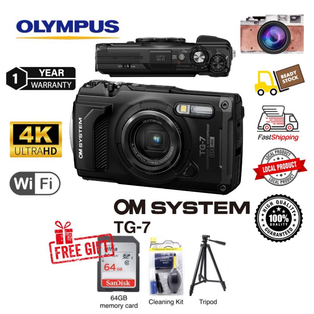 Olympus OM SYSTEM Tough TG-7 TG7 Digital Camera Waterproof , Shockproof ...