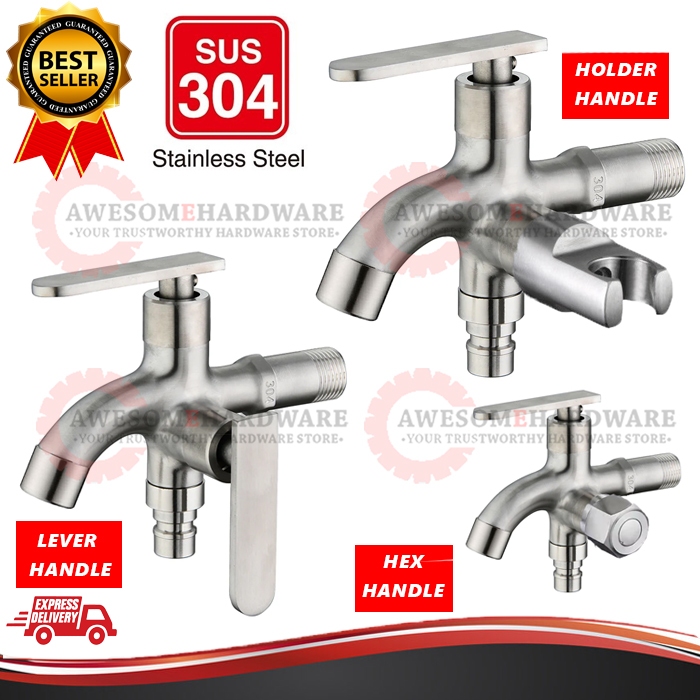 SWARSKII SUS304 STAINLESS STEEL TWO WAY WATER TAP DOUBLE OUTLET TAP FOR ...