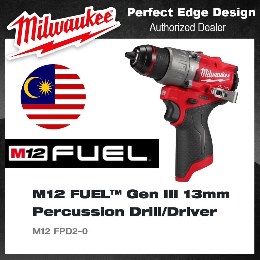 🇲🇾 100% Original MILWAUKEE [M12 FPD2] M12 FUEL™ Gen III 13mm Percussion Drill/Driver | Shopee ...