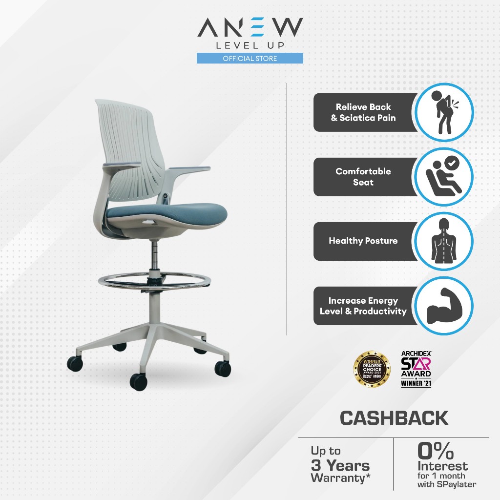 ANEW Ergonomic Flow Drafting Chair High Desks and Counters | Kerusi ...