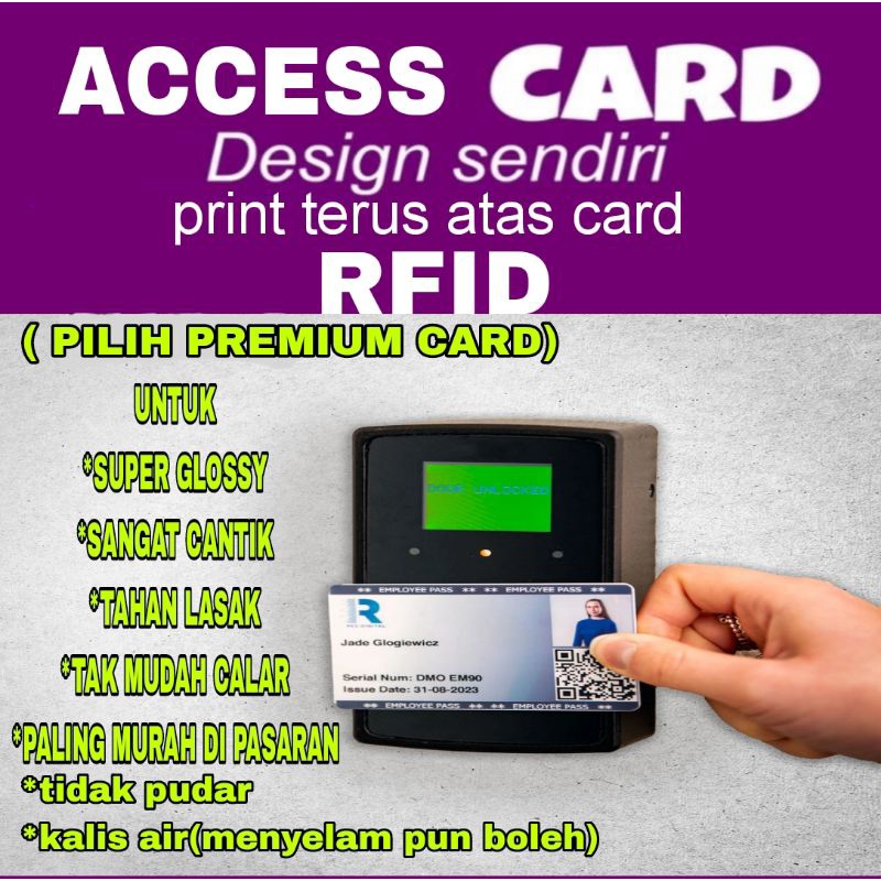 PRINT TERUS ATAS RFID CARD DESIGN SENDIRI 13.56MHZ 125KHZ ID Id CARD ...