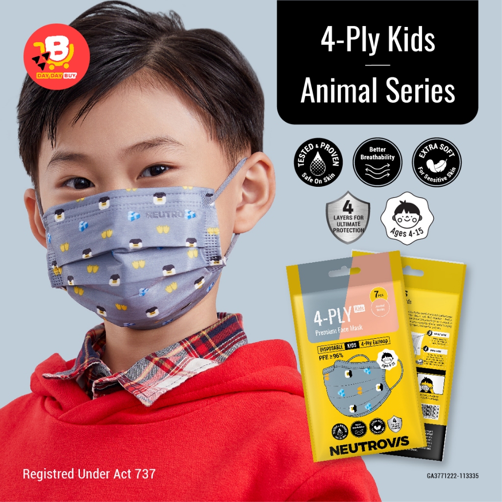Neutrovis 4-Ply Animal Series Kids Premium Medical Face Mask 7pcs - Fox ...