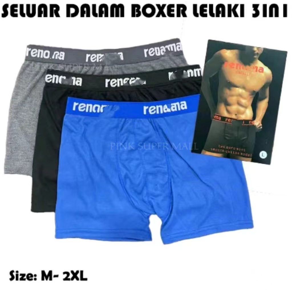 [3 PCS] Men Boxer/ Men Innerwear/ Seluar Dalam Boxer Lelaki/ Men ...