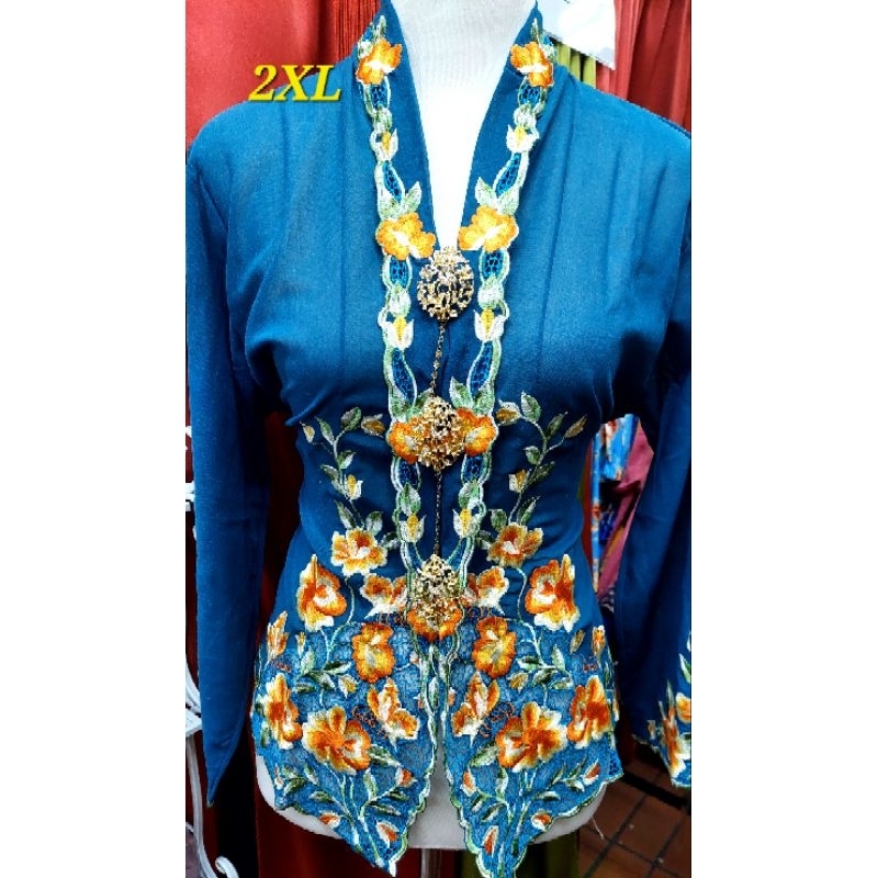 Kebaya Sulam Nyonya Embroidery Traditional Hand Made Plus Size(2XL ...