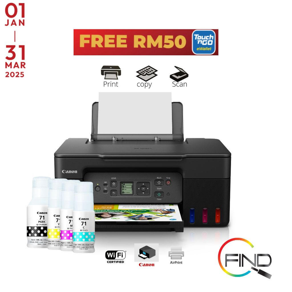 Canon PIXMA G3770 AIO A4 Printer (Black) Print/Scan/Copy Wireless ...