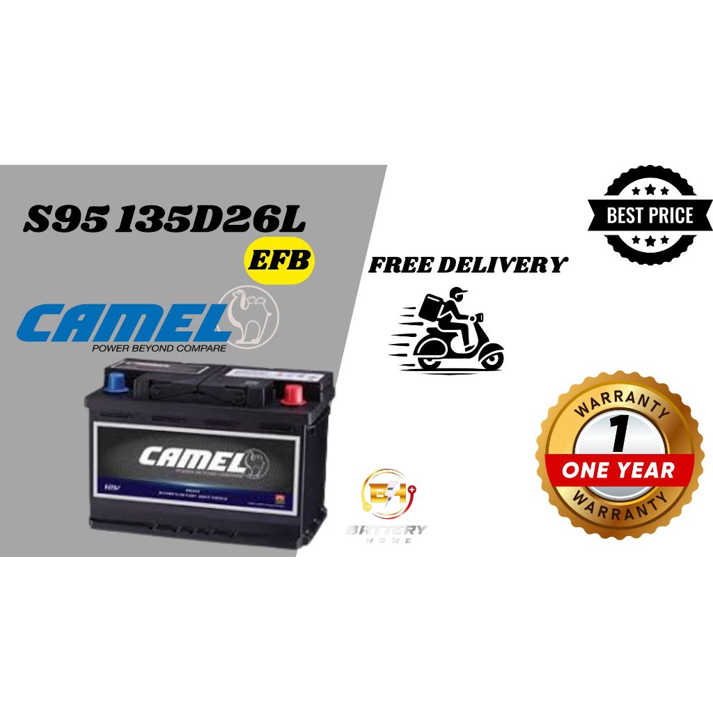 (Installation Included)Car Battery Bateri Kereta CAMEL S95/135D26L ...