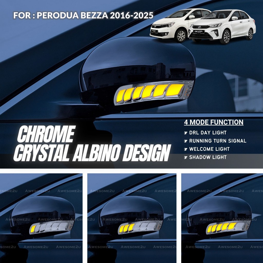 Awesome2u Perodua Bezza 2016-2025 Chrome Albino Color Car Side Mirror ...