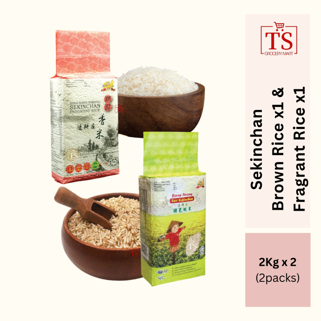 Sekinchan fragrant Rice & Brown Rice (Cap Asas) - 2KG x 2packs | Shopee ...