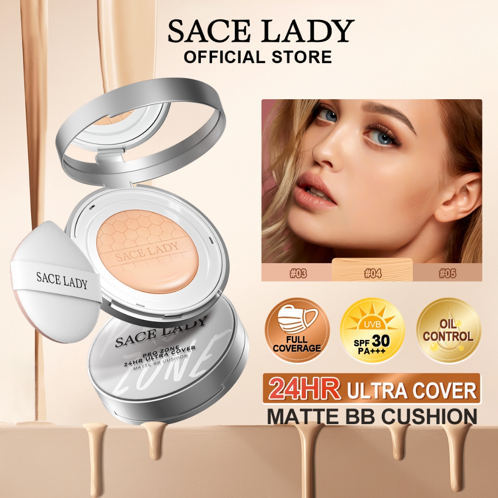SACE LADY Ultra Cover Matte BB Cushion Lasting Waterproof Full Coverage ...