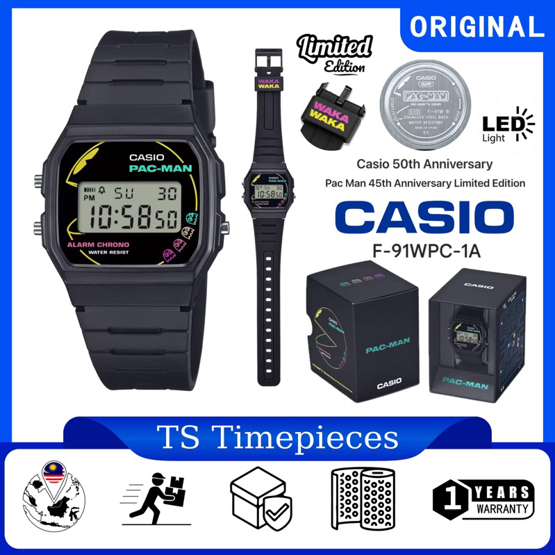 PAC MAN x CASIO 50th Anniversary F-91WPC Limited Edition F-91WPC-1A / F-91WPC-1 / F-91WPC / F-91 ...