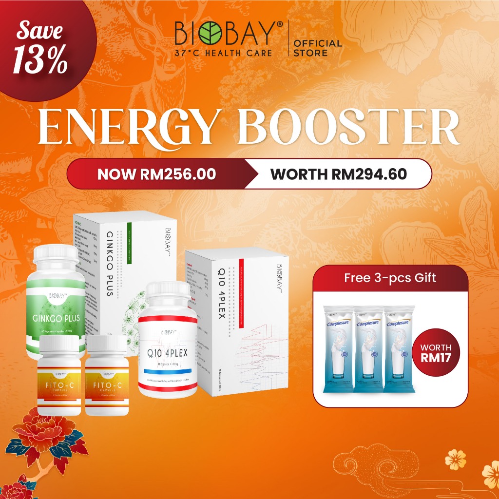 BIOBAY Energy Booster Bundle | Q10, Ginkgo, Fito-C | Heart Health | Blood Circulation ...