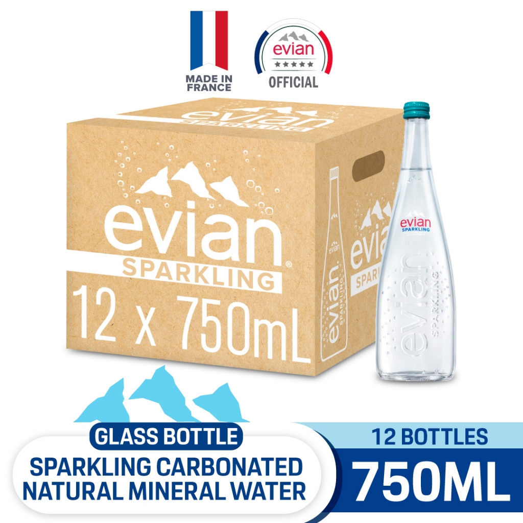 Evian Sparkling Natural Mineral Water Glass (12 x 750ml) | Shopee Malaysia